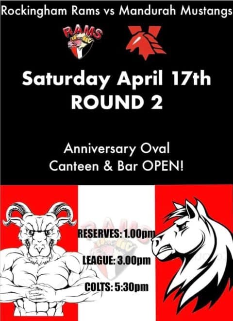 Round 2 - Rockingham Rams vs Mandurah Mustangs - Rockingham Rams